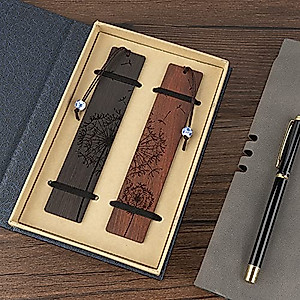 CAIRAC Dandelion Natural Wood Bookmarks Gift Box Set, Wood Bookmark for Men Women Book Lovers, Ideal Gift for Birthday Present, Teachers, Students