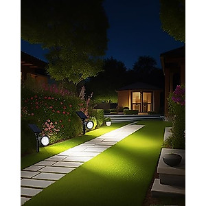 FALOVE Solar Lights, 2-in-1 Waterproof 4 LED Solar Spotlight Adjustable Wall Light Landscape Light Security Lighting Dark Sensing Auto On/Off for Patio Deck Yard Garden Driveway Pool Area(2 Pack)