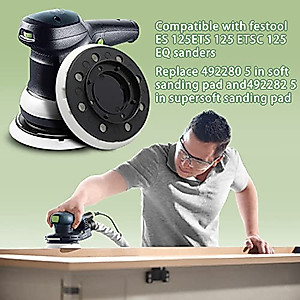 492280 ETS 125 Eq Jetstream Sanding Pad Replacement, Soft, 125mm (5 in) 8 Hole Fit for Festool ETS/ES 125, Pro 5 ltd Random Orbit Finish Sanders