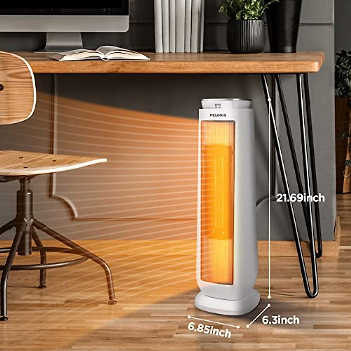 PELONIS PHTPU1501 Ceramic Tower 1500W Indoor Space Heater with Oscillation, Remote Control, Programmable Thermostat & 8H Timer, ECO Mode, Tip-Over Switch & Overheating Protection, White