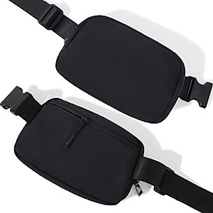 TOBVZOO Belt Bag with Card Wallet for Women Men, Everywhere Fanny Pack Crossbody Bags with Adjustable Strap, Mini Fashion Waist Packs (Black with Wallet)