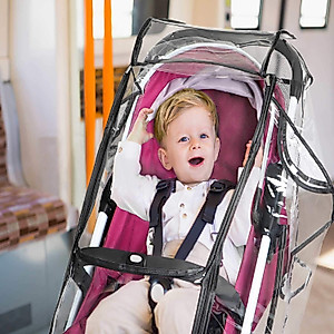 Universal Stroller Rain Cover, Double Door Design & Large Storage Baby Stroller Weather Shield, Waterproof Stroller Cover, Food Grade EVA, Eye Protect (L)