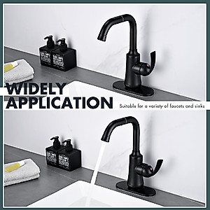 6 Inch Faucet Deck Plate for Bathroom Sink - Universal Fit for 1 Hole or 3 Hole 4 Inch Centerset Basins - Escutcheon Faucet Plate - Stainless Steel Faucet Hole Cover(Matte Black)