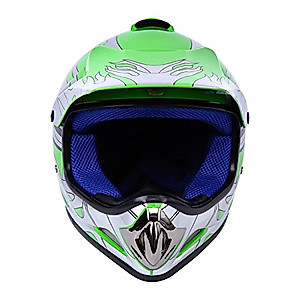 Sange DOT Youth Kids Offroad Helmet Motocross Helmet Dirt Bike ATV Motorcycle Helmet Gloves Goggles Compliant with FMVSS 218(Green, Large)