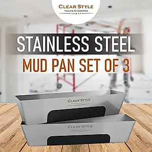 Clear Style Stainless Steel Mud Pan 14" 3 Pack