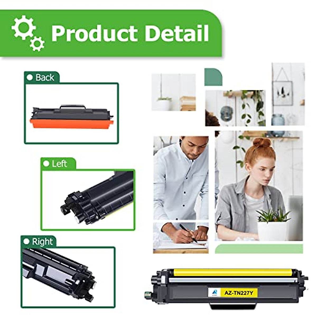 Aztech Compatible TN227 TN227Y Toner: Cartridge Replacement for Brother TN227 TN227Y TN-227Y TN223Y MFC-L3750CDW MFC-L3770CDW HL-L3290CDW HL-L3270CDW HL-L3230CDW HL-L3210CW Printer (Yellow, 1-Pack)