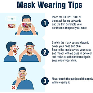 WECARE Disposable Face Mask Individually Wrapped - 50 Pack, Tie Dye Masks 3 Ply