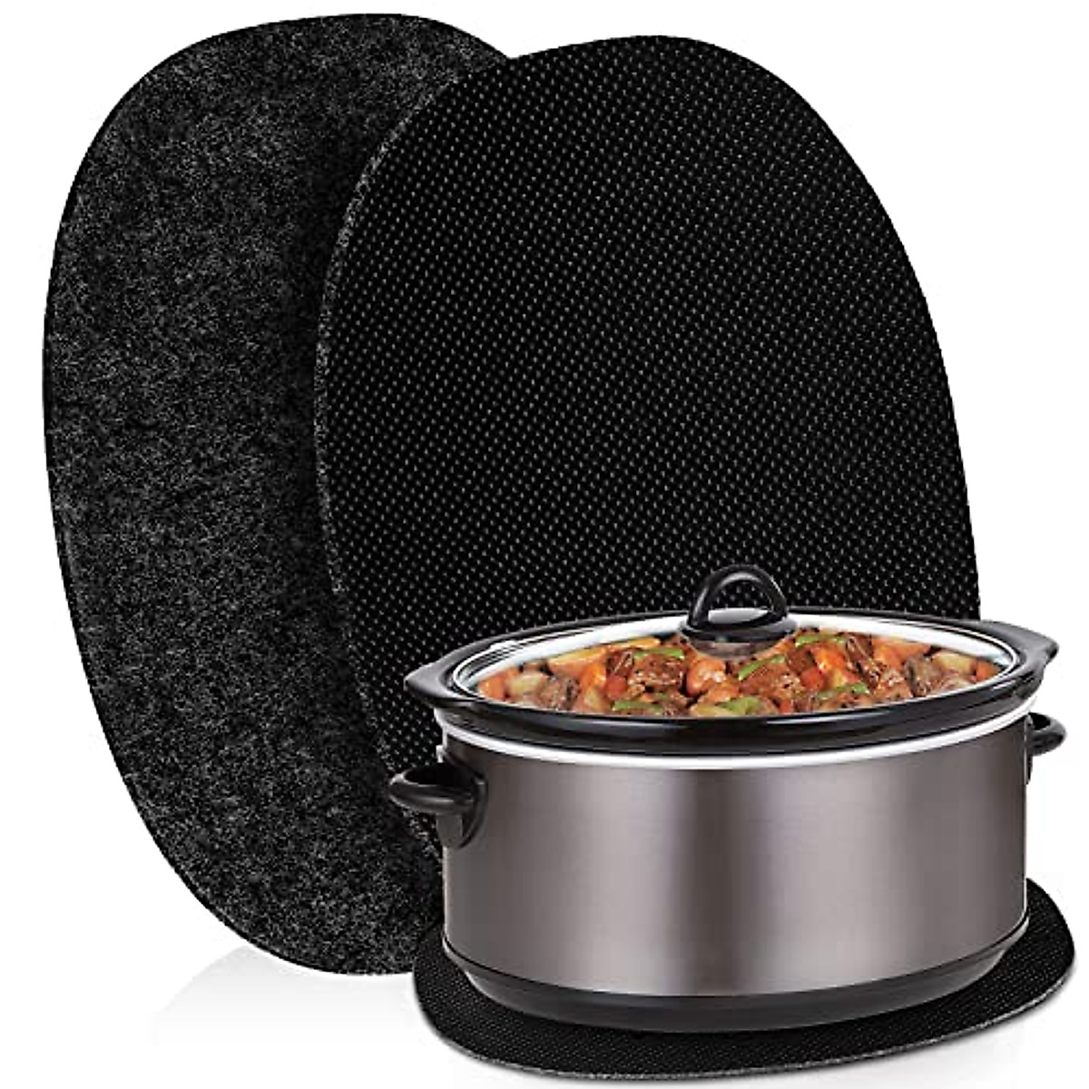 Vodolo Oval Slow Cooker Heat Resistant Mat for 6-8 Quart, Appliance Slider Function Countertop Protector Compatible with Crock-Pot/Elite Gourmet/Hamilton Beach etc 6-8 Quart Oval Slow Cooker