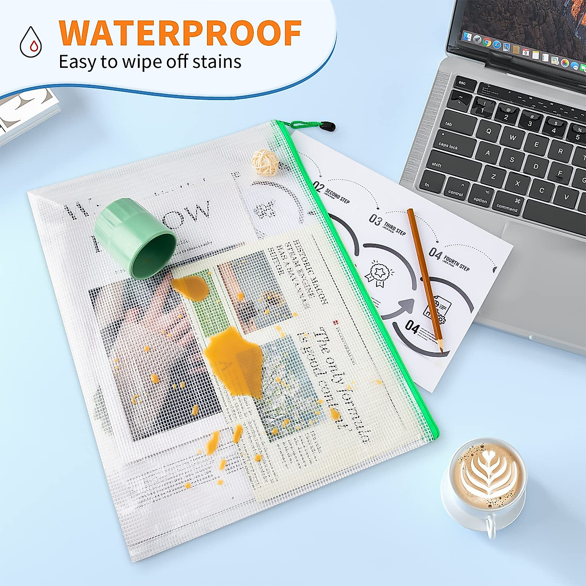 Umriox 16 Pack Large Zipper Bags 16.9x12.4 in, A3 Mesh Zipper Document Pouch for Organizing, Storage Bags with Zipper for Board Game, Puzzles, Sewing Project, Travel Supplies