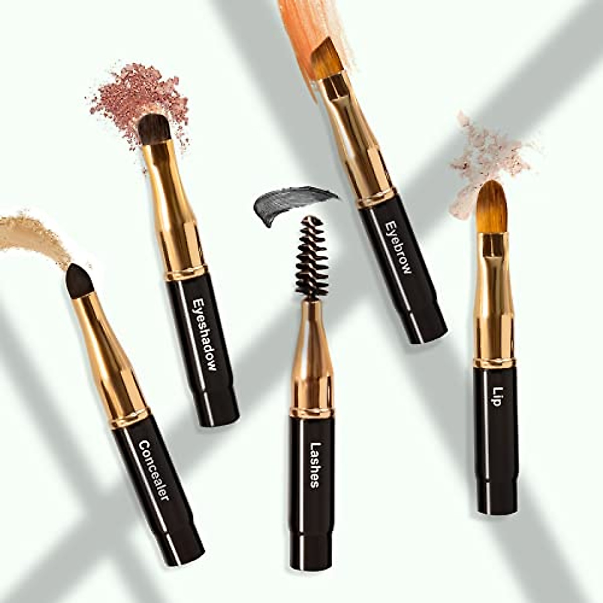 Velony Vacay Eye Makeup Brush Set, Travel Size Makeup Brush Eyebrow Makeup Brushes for Eyeshadow, Concealer, Lashes, Lip, 5 Piece Set