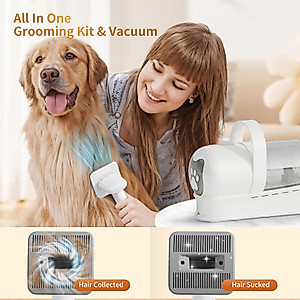 8VR Dog Grooming Kit, Pet Grooming Vacuum with Pet Clipper Nail Grinder, Dog Hair Vacuum with 6 Pet Grooming Tools for Dogs Cats Shedding Grooming