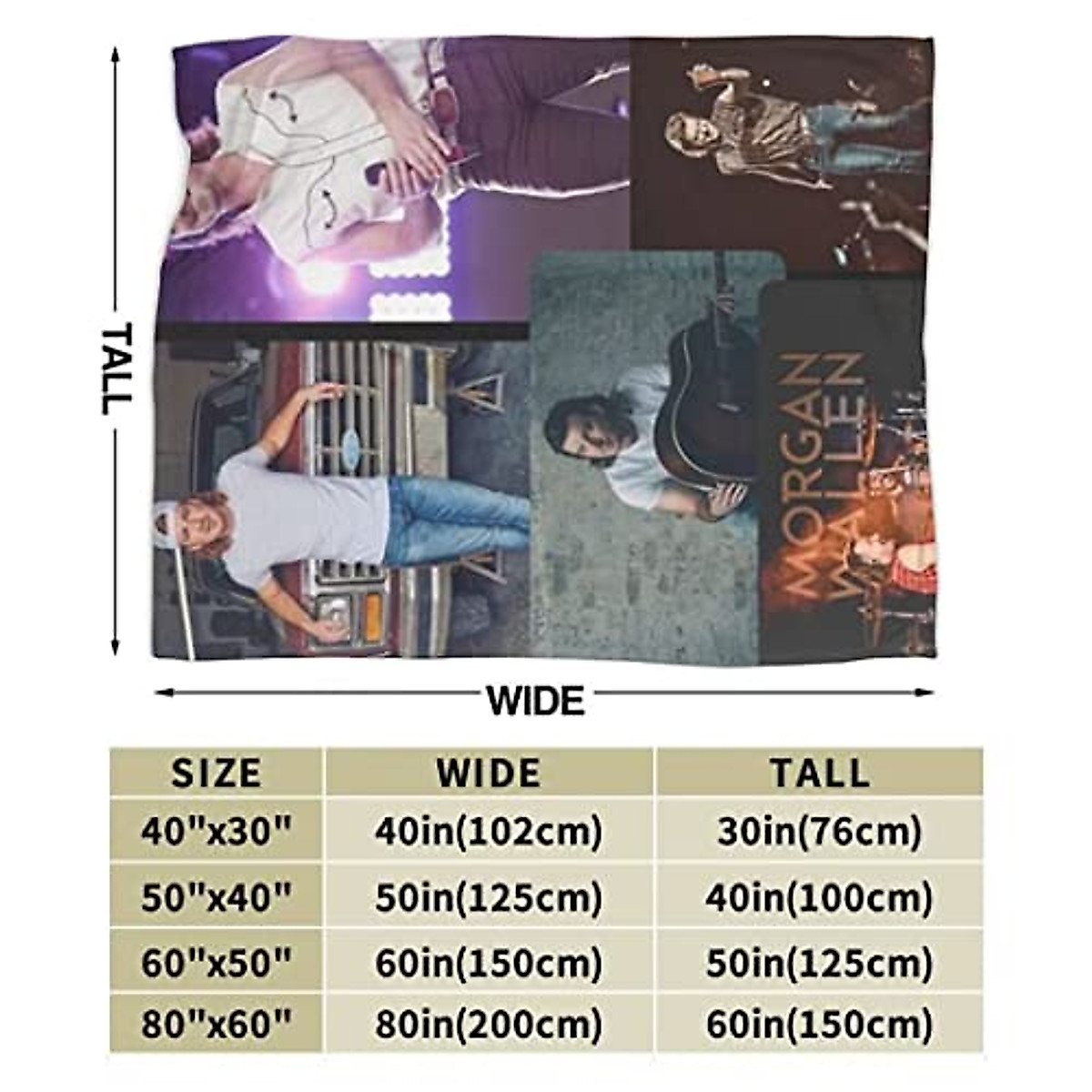 Morgan Wallen Photo Collage Blanket Super Soft Lightweight Warm Throw Blanket Flannel Blanket for Home Living Decor Sofa Couch Bed Bedroom Fans Gift 80x60 in