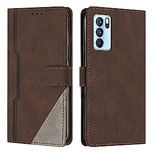 Phone Back Cover Compatible with Oppo Reno 6Pro 5G Case, Reno 6Pro 5G Wallet Case Slim PU Leather Phone Case Flip Folio Leather Case Card Holders Shockproof Protective Case with Wrist Strap Case Cover