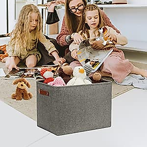 DULLEMELO Grey Storage Baskets for Organizing 2 Pack 16"x12"x12" Fabric Shelf Baskets for Gifts Empty Large Storage Organizer for Closet,Clothes,Toys,Bedroom (Grey)