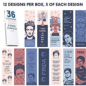 36-Pack of Frida Kahlo Paper Bookmarks. Perfect for Art Lovers, Feminists, and Culture Enthusiasts. These Colorful and Inspiring Bookmarks Feature Quotes by The Iconic Mexican Artist.