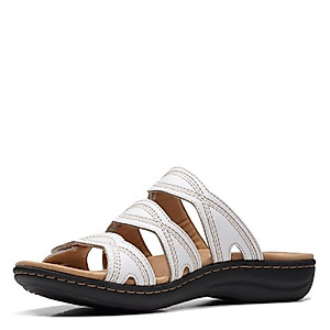 Clarks Women's Laurieann Ayla Flat Sandal, White Leather, 8