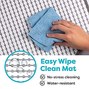 Baby Portable Diaper Changing Pad, Waterproof Travel Changing Mat Station, Built -in Padded Head Rest, Includes Mesh Pockets for Diapers and Wipes