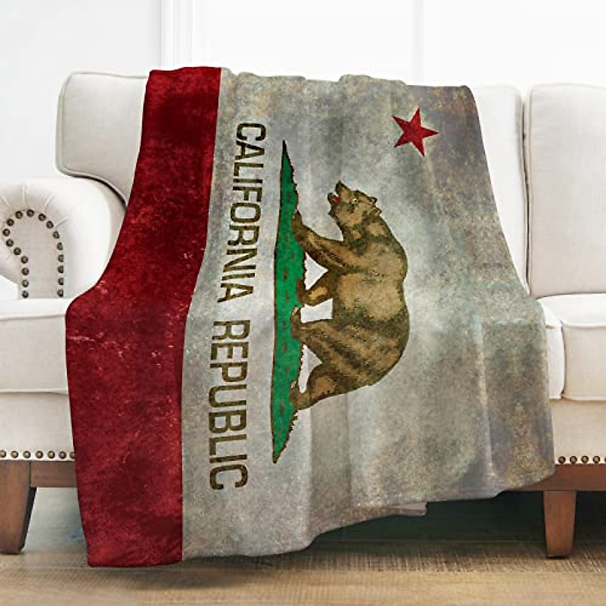 Levens California Flag Blanket Print Soft Throw Blanket Cozy Lightweight Bed Couch Blanket for Kids Adult 50"x60"