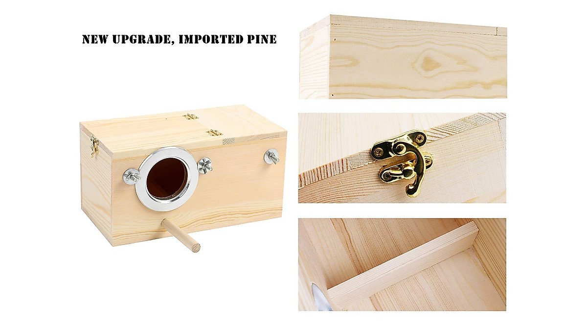 Pine Wood Parakeet Nest Box for Lovebirds & Cockatiels