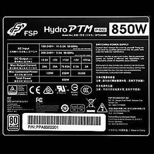 FSP Hydro PTM 850W Pro 80 Plus Platinum Full Modular 12V Power Supply (HPT2-850)