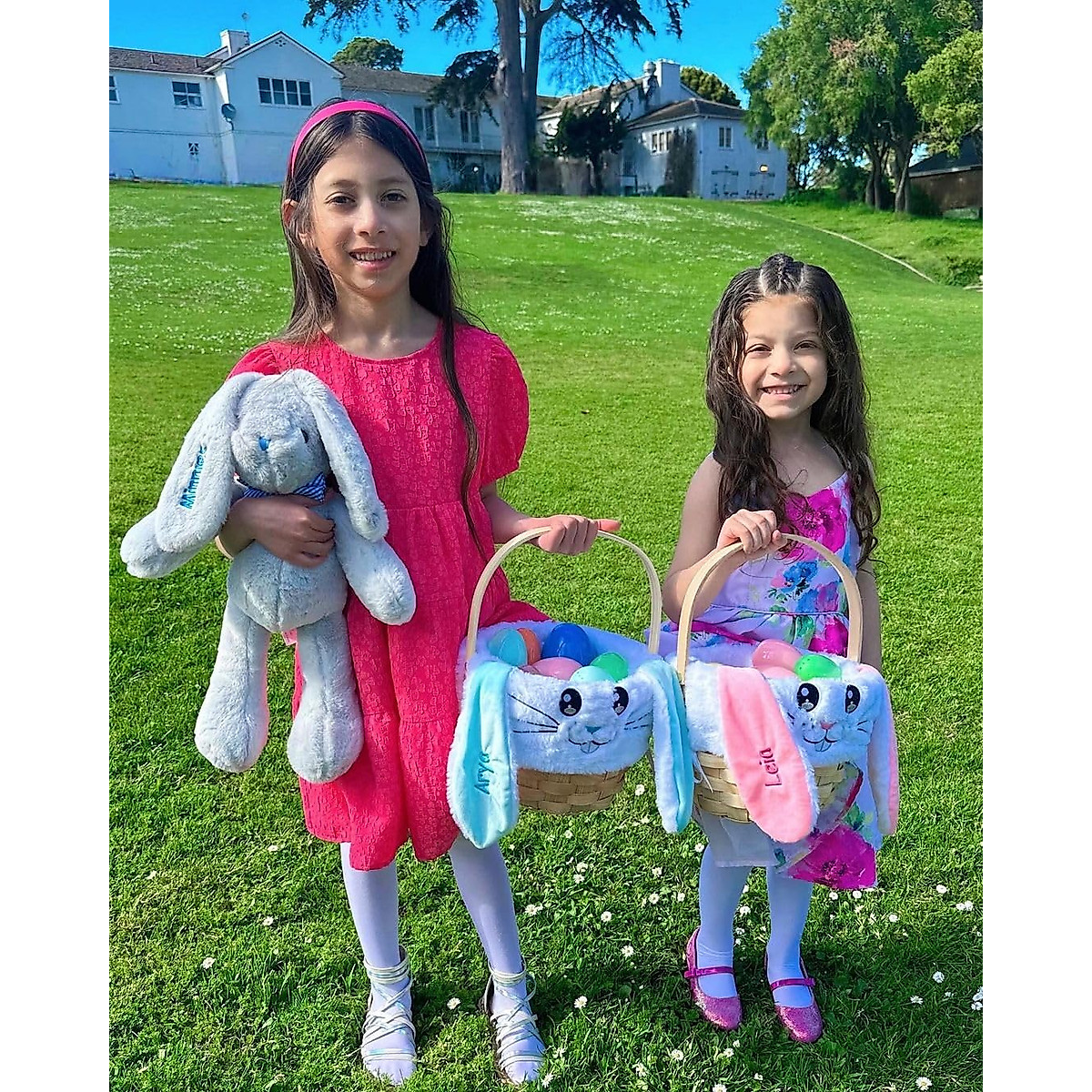 Personalized Bunny Face Easter Basket (Pink)