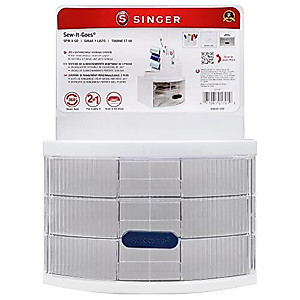 SINGER Sew-It-Goes Spin & Go Multipurpose Sewing Storage Container and Craft Organizer with Removable Drawers, Built-in Peg Board