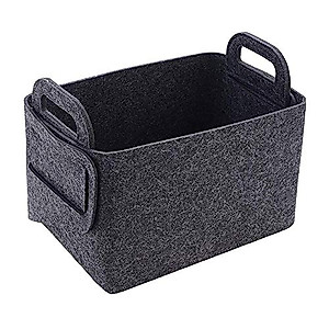Household Boxes Laundry Felt Storage Basket Organiser Container, Foldable Book Box Toys Organise Container(Light Grey Small)