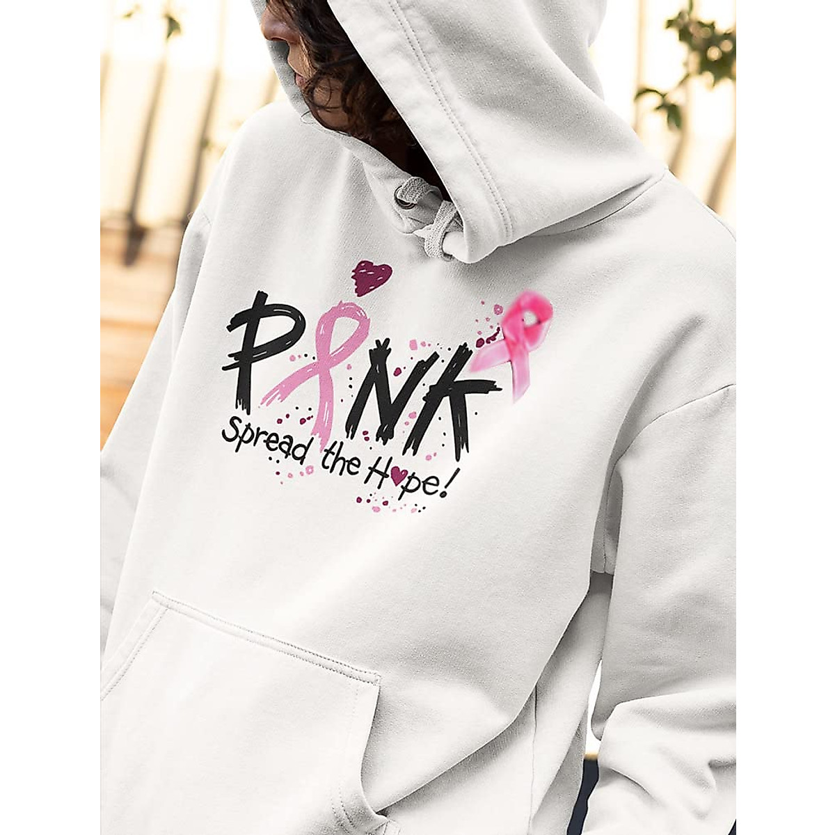 Tstars Pink October Cancer Awareness Pink Spread The Hope Unisex Hoodie XX-Large White