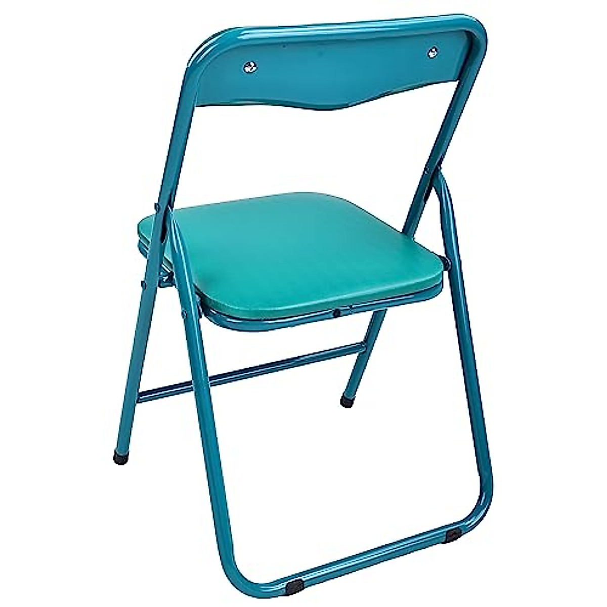 Signature Pack of 2 (Fabric/Vinyl) Steel Frame Metal Foam Padded Folding Chairs for Kids, Green and Red