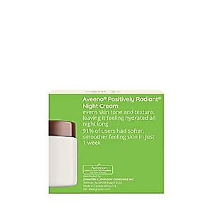 Aveeno Positively Radiant Intensive Moisturizing Night Cream with Total Soy Complex & Vitamin B3, Oil-Free, Non-Greasy, Hypoallergenic & Non-Comedogenic, 1.7 oz