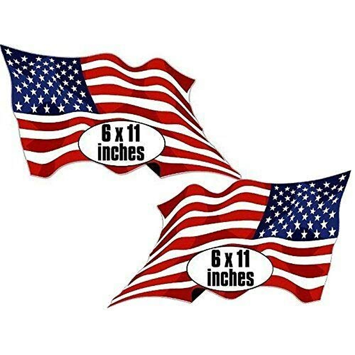 MAGNET 2 Pack: 6x11 inch Forward & Reverse LARGE Waving American Flag Stickers (usa us) Magnetic vinyl bumper sticker sticks to any metal fridge, car, signs