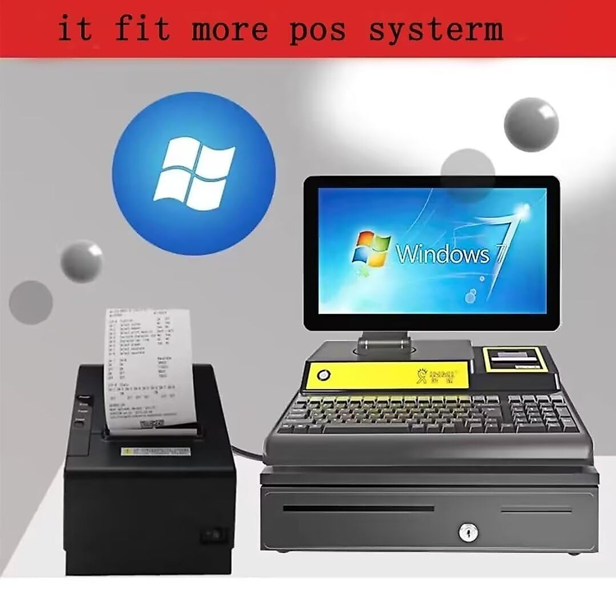 80mm Receipt Thermal Printer Auto Cutting Paper Bluetooth Wireless 3 inch Bill QR Code Barcode USB Bluetooth iOS Android (USB+Bluetooth Port)