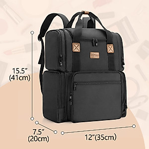 BAFASO Cosmetic Bag with 3 Inner Removable Pouches, Travel Makeup Bag with Multiple Pockets, Black