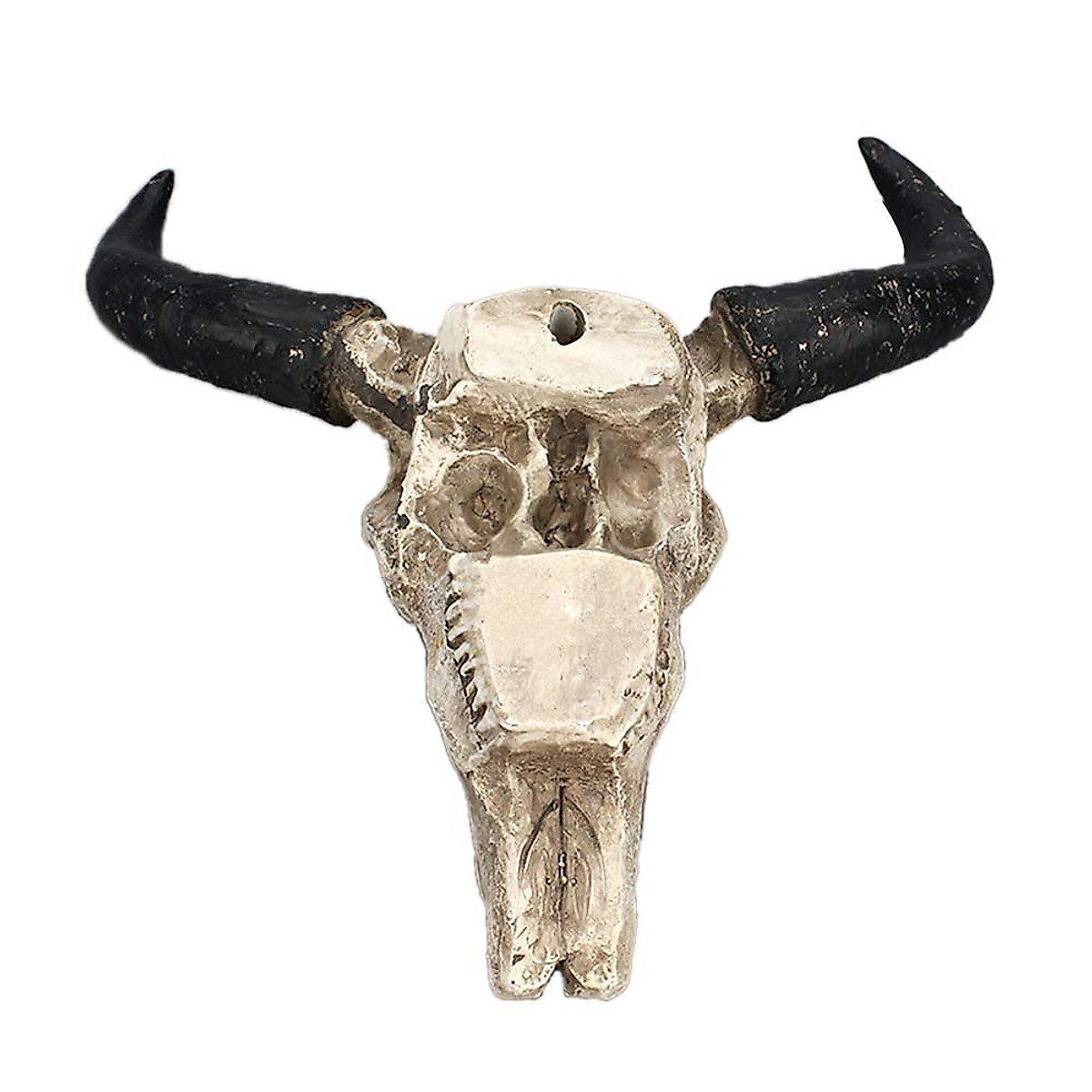 Tvoip 1Pcs Resin Wall Hanging Horn Skulls Steer Bull Head Sculpture Long Horn Cow Skull Wall Hanging Mounted Longhorn Steer Resin Wall Deco (NO.1)