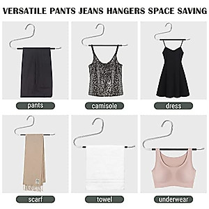 DOIOWN Open Ended Pants Hangers, Stainless Steel Pants Jean Hangers 8mm Thick, Multifunctional Non-Slip Hangers for Heavy Pants, Jeans, Trousers, Scarf, Space-Saving Clothes Hangers for Women and Men