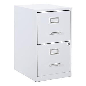 OSP Home Furnishings 2 Drawer Locking Metal File Cabinet, White