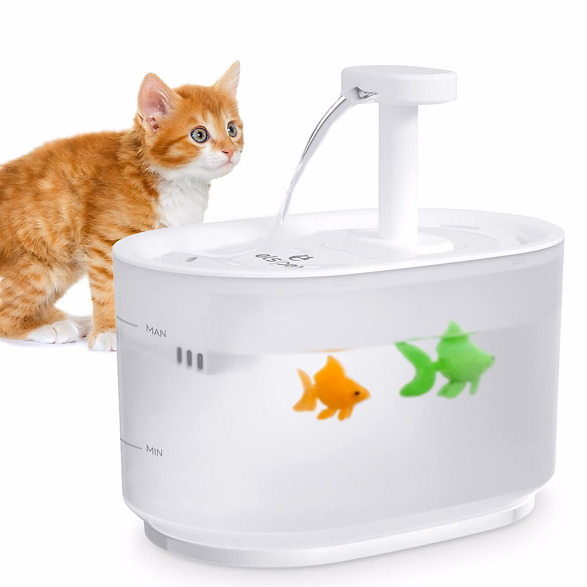 ELS PET Cat Water Fountain with Wireless Pump, 118 oz/3.5L Automatic Pet Water Fountain for Cats Inside, Auto Power Off Pump & Ultra Quiet Dog Water Dispenser, Easy to Clean/Safe/BPA-Free (3.5L/118oz)