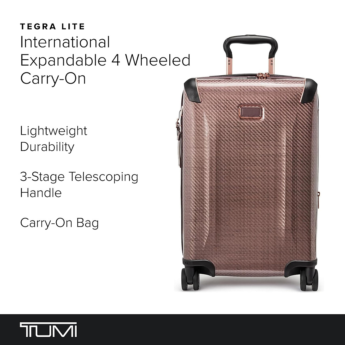 TUMI - Tegra-Lite International Expandable 4 Wheeled Carry-On - Carry On Luggage with Spinner Wheels & TSA Luggage Lock - Blush