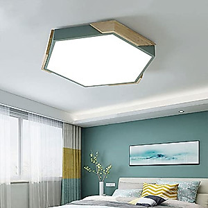 Close to Ceiling Lights, Creative Hexagon Ceiling Light Close to Ceiling LED Light Three-Color Dimmable Ceiling Light Nordic Indoor Ceiling Lamp Acrylic Lampshade Ceiling Lights for Living Room Bedro