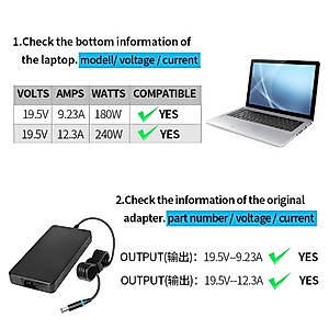 240W 180W AC Adapter Charger Fit for Dell Alienware 13 15 17 R1 R2 R3 R4 Series Dell Alienware X51 M17 M15 M17X M18X,Dell Precision 7710 7730 7520 M6700 M6800 PA-9E Laptop Charger Power Supply Cord