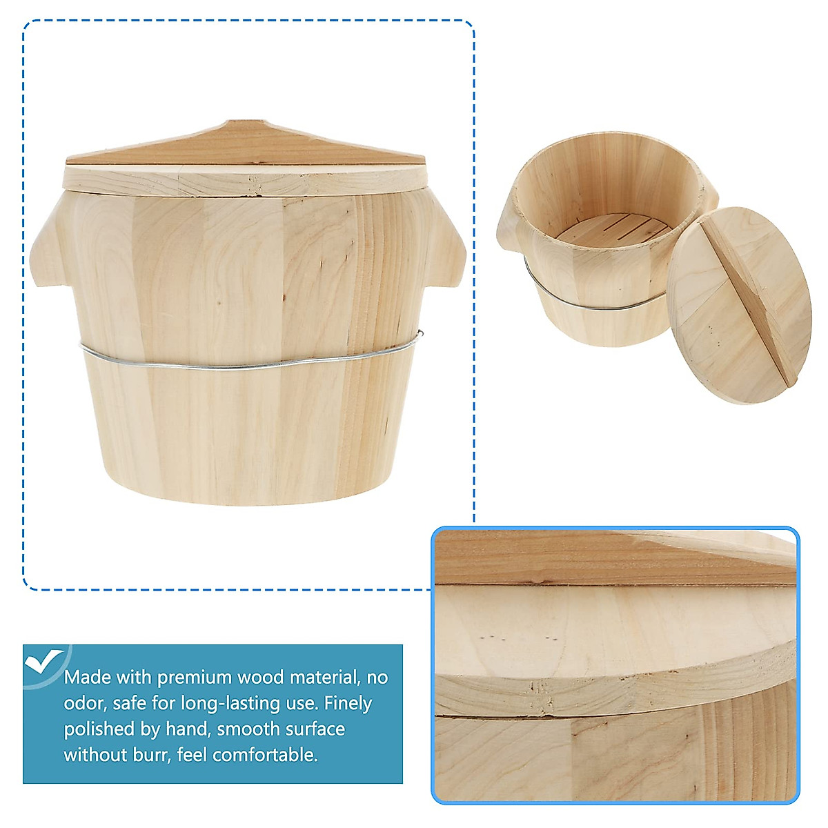 DOITOOL Veggie Steamer 1pc Steam Bucket Wood Household Dumpling Pot Rice Steamer Baskets