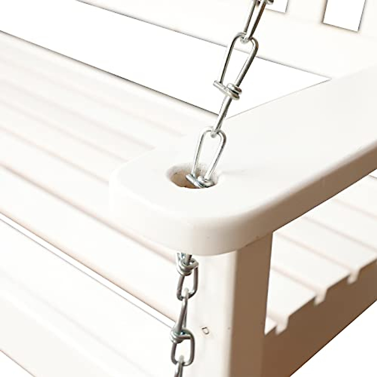 Wood Front Patio Porch Swings Outdoor with Chains Weather Resistant Heavy Duty Hanging Porch Swings 4 Ft, White XL