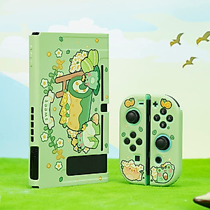 GeekShare Protective Case Compatible with Switch, Soft TPU Slim Case Cover Compatible with Switch Console and Joy Con Controller - Matcha Froggy