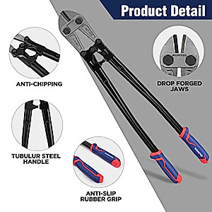 WORKPRO 30" Bolt Cutter, Chrome Molybdenum Steel Blade, Heavy Duty Bolt Cutter with Soft Rubber Grip, Cutting Tool for Cut Chain, Wire, Screw, Rivet