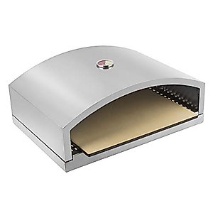 Open Faced Grill Pizza Oven for Gas or Charcoal Grill, Includes Ceramic Pizza Stone