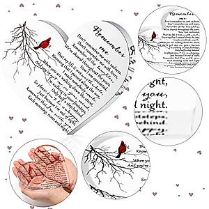 Sympathy Gifts Heart Shape Memorial Bereavement Gifts Crystal Acrylic Paperweight Remembrance Decorations Funeral Grief Condolence Memorial Ornaments for Loss of Mother Loved One (Bird Style)