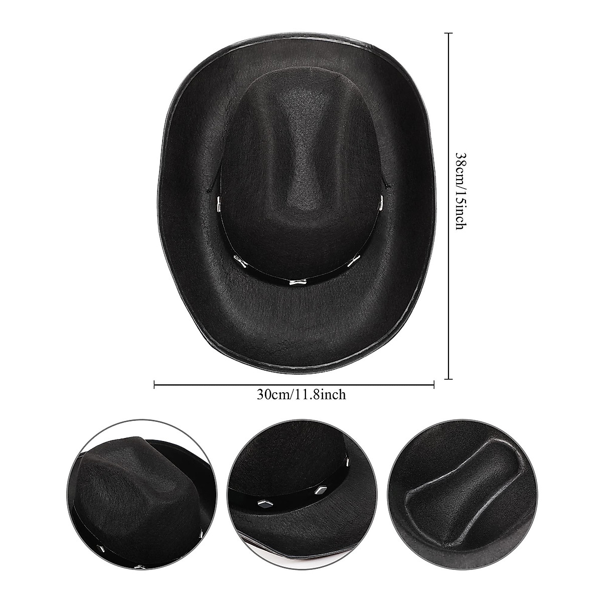 Yaomiao 70s Hippie Womens Fringe Vest Western Felt Cowgirl Hat Cowgirl Costume Rivets Sleeveless Faux Suede Tassels Jacket (Black,M)