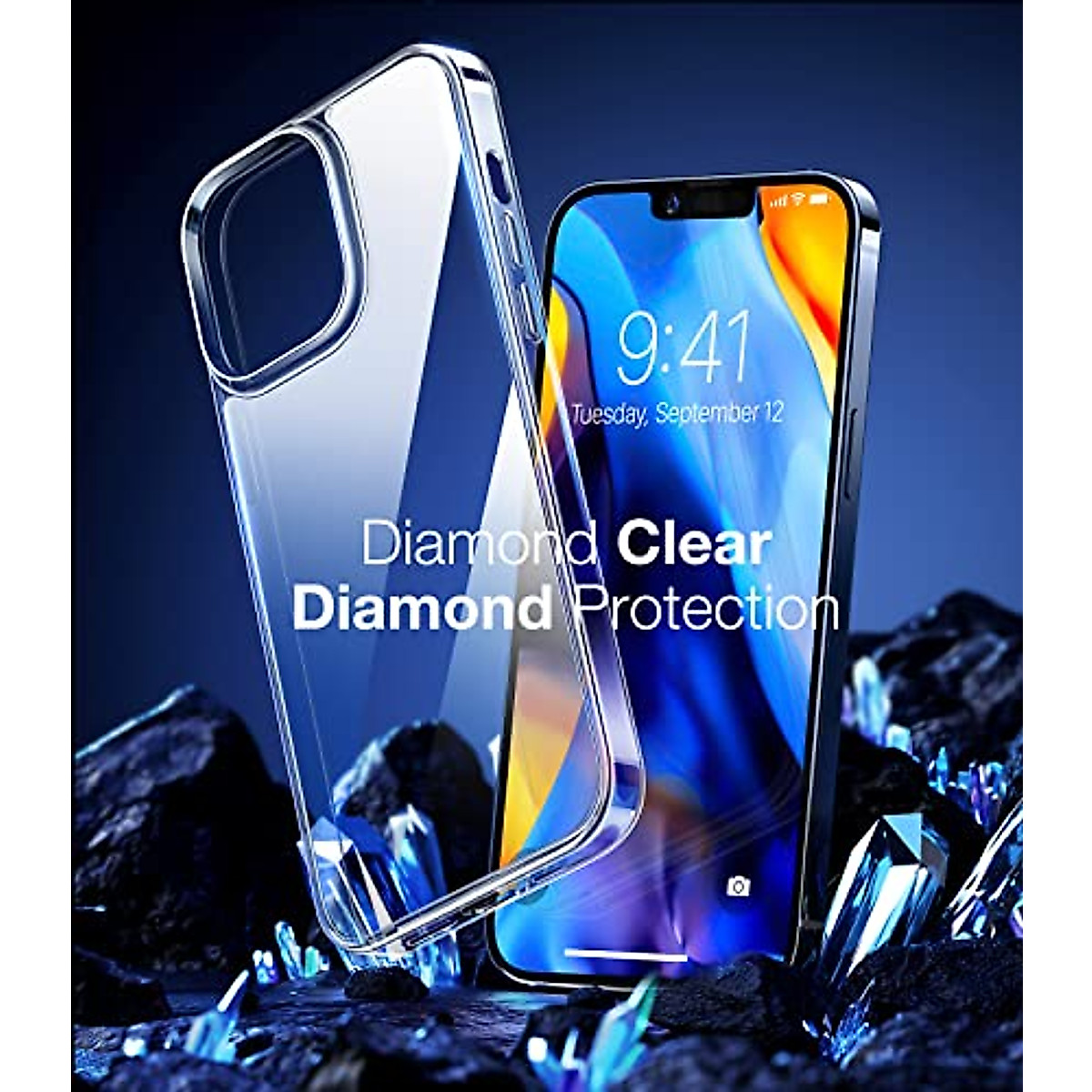 TORRAS Diamond Clear Designed for iPhone 14 Case [Never Yellowing] [Military Grade Anti-Drop] Hard PC Back Flexible Bumper Shockproof Protective Slim Phone Cover 6.1 inch, Clear