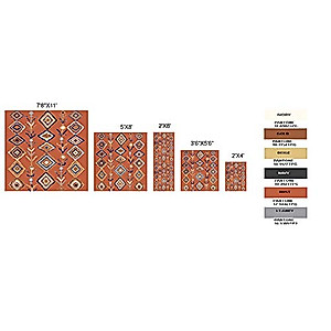 Furnish my Place Moroccan Diamond Rug - 7 ft. 8 in. x 11 ft, Rust, Geometric, Accent Rug with Transitional Style