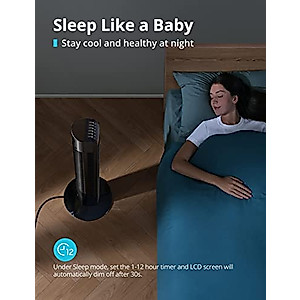 Mirdred Quiet Cooling Fan 3 Modes,Speed Settings, 12H Timer, LED Display with Auto Off,Black Portable Floor Bladeless Fan for Bedroom Living Rooms Office